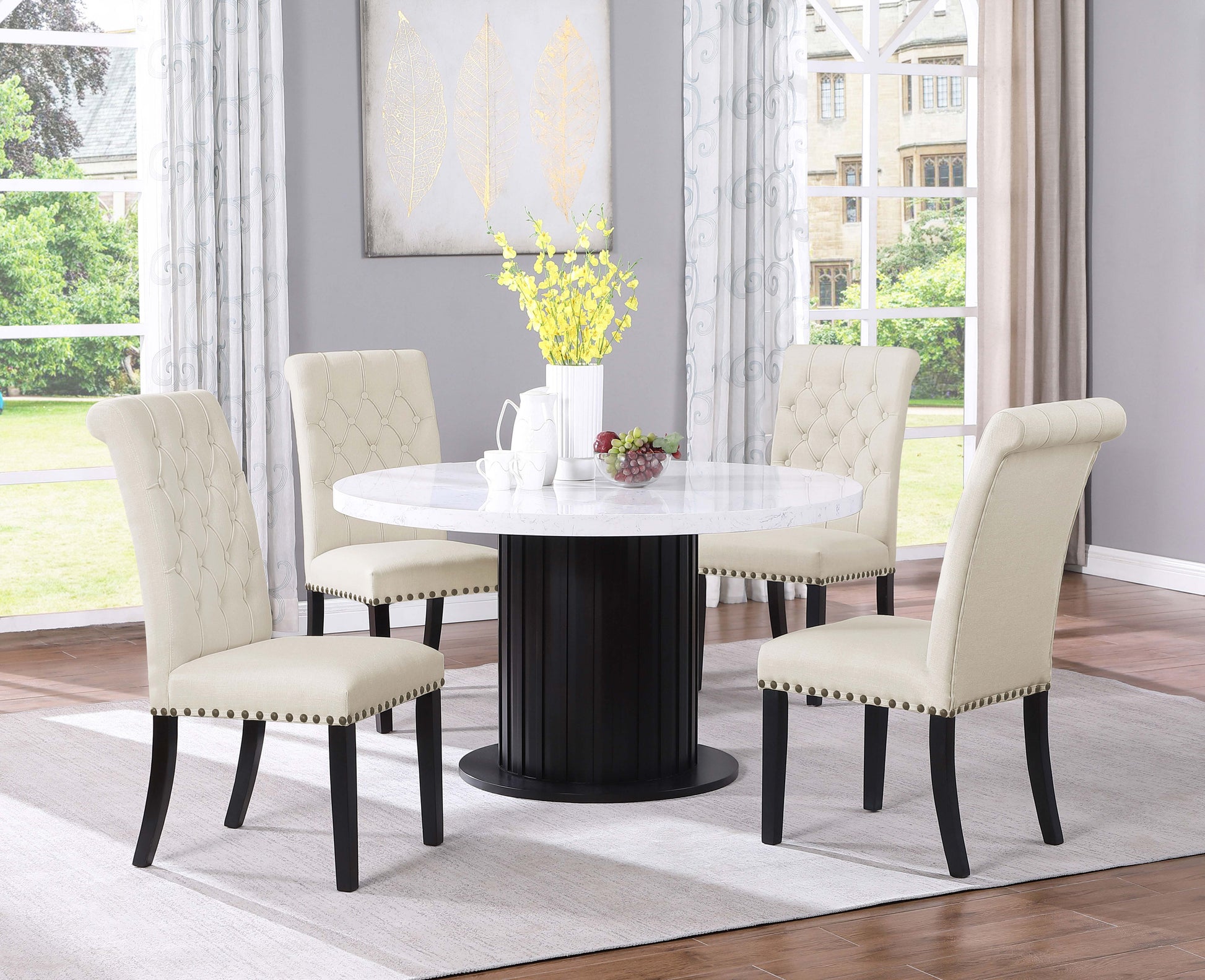 Round dining room table with marble top store